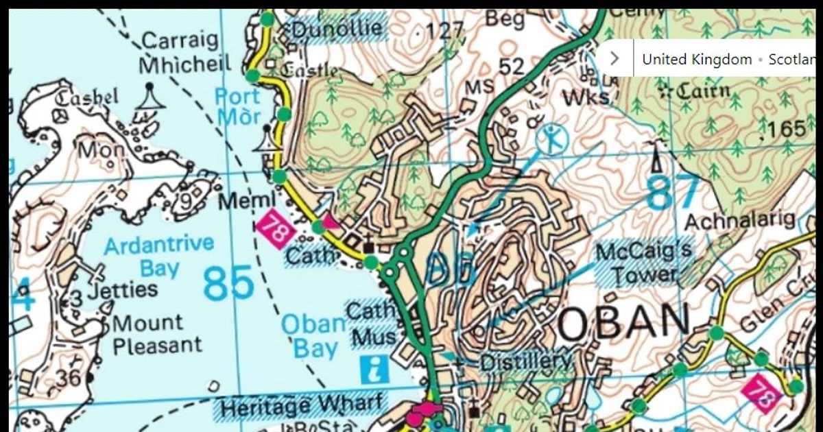 Oban Town Centre Map Guide | Streets, Shops & Landmarks