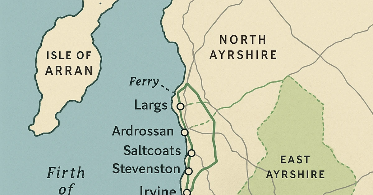 Map Of Ayrshire Coast - Key Towns, Beaches & Landmarks